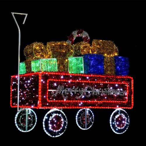Red Wagon with Presents and Candy Cane - Wintergreen Corporation