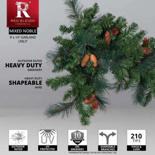 Mixed Noble Commercial Unlit Garland - Wintergreen Corporation ...