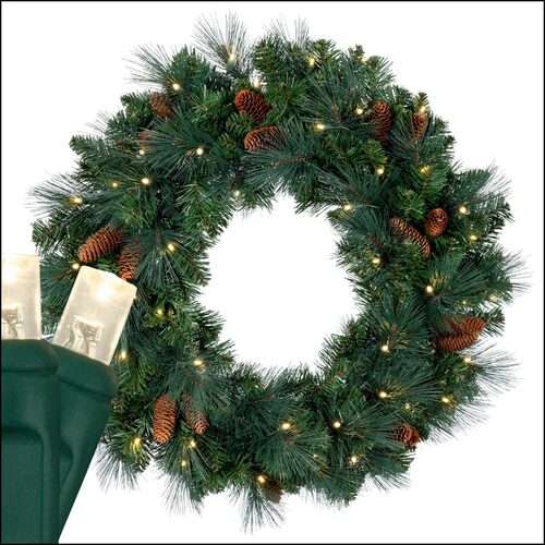 Mixed Noble Prelit Commercial LED Holiday Wreath, Warm White Lights ...