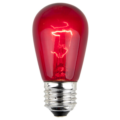 S14 Red Triple Dipped Transparent Bulbs, E26 - Medium Base ...