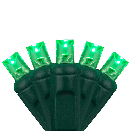 5mm Wide Angle Green LED Christmas Lights on Green Wire - Wintergreen ...