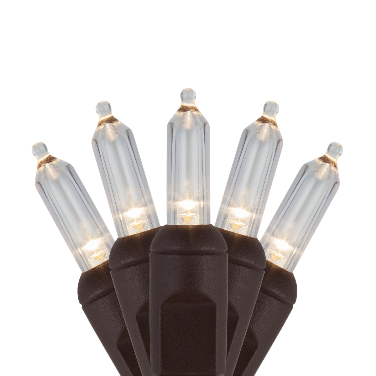 T5 Warm White LED Christmas Tree Lights on Brown Wire Wintergreen Corporation