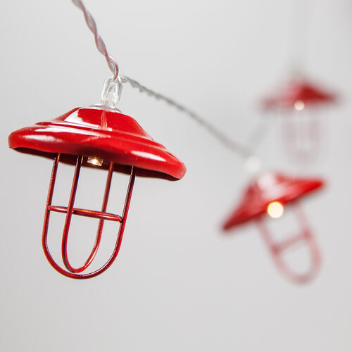 LED Red Lantern String Lights, 10 Warm White Lights - Wintergreen ...