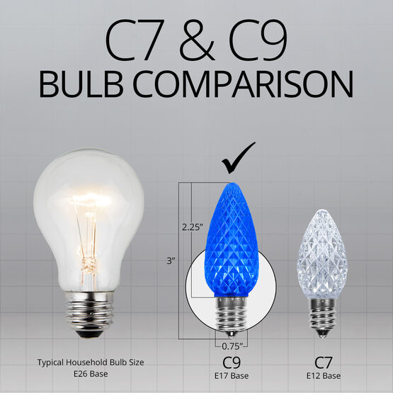 C9 120V Blue LED Replacement Bulbs - Wintergreen Corporation